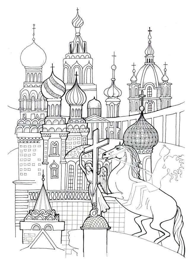 Saint Petersburg Outline Drawing Stock Illustration - Illustration of ...