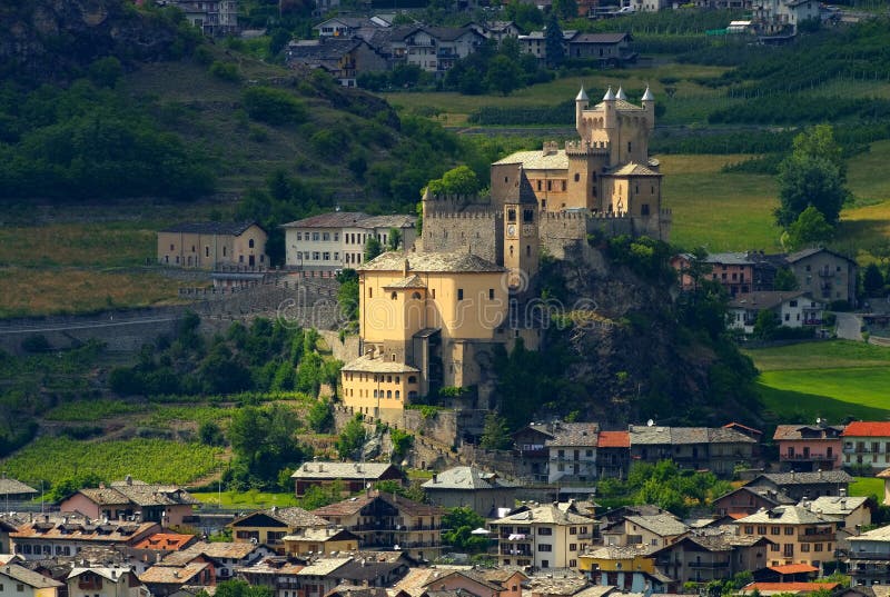 Saint-Pierre Castello stock image. Image of aosta, wall - 42947393