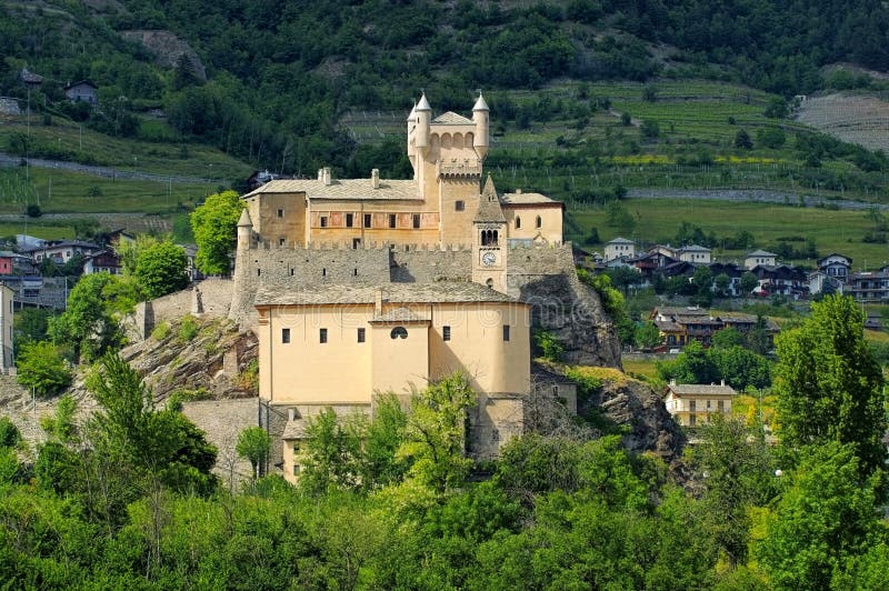 Saint-Pierre Castello in Aosta Valley Stock Image - Image of pierre ...