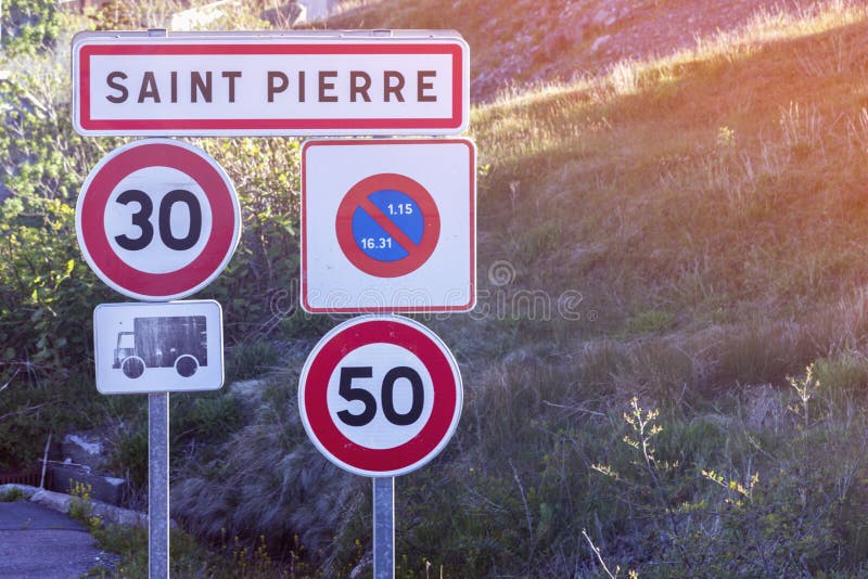 Saint Pierre sign stock photo. Image of pierre, road - 127434074