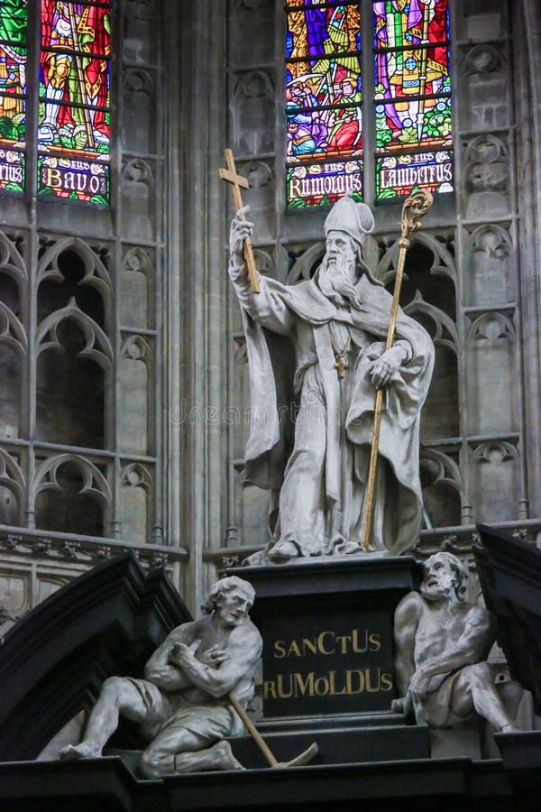 Saint Rumbold - Statue in Mechelen Cathedral Stock Photo - Image of ...