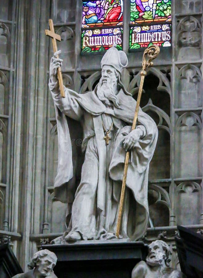 Saint Rumbold - Statue in Mechelen Cathedral Stock Image - Image of ...