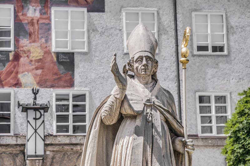 Saint Rupert Statue at Salzburg, Austria Stock Image - Image of ...