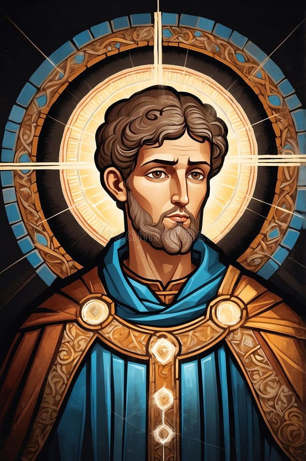 Saint Stephen Stylized Portrait Drawing of Colored Til Ai Generated ...