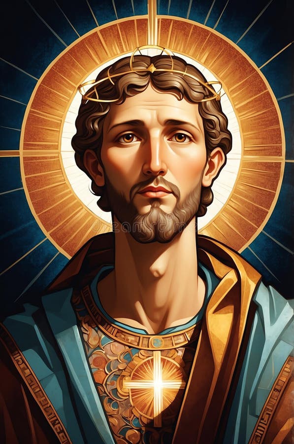 Saint Stephen Stylized Portrait Drawing of Colored Til Ai Generated Stock Illustration ...