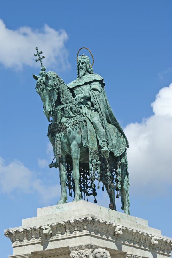 A Statue Of Saint Stephen, The First King Of Hungary Stock Photo ...