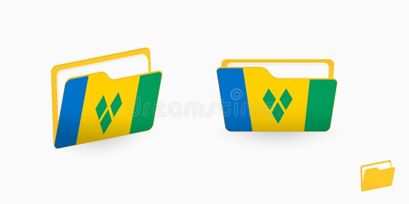 Saint Vincent and the Grenadines Flag on Two Type of Folder Icon Stock ...