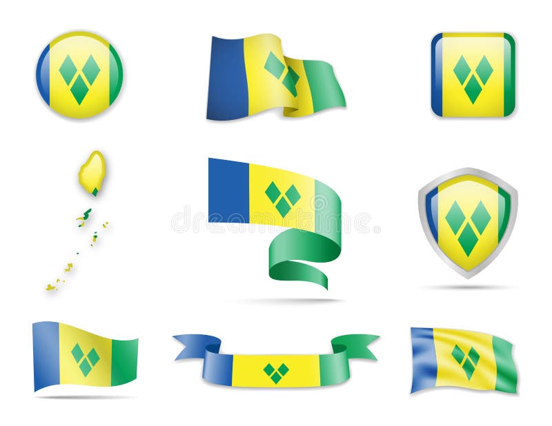 Saint Vincent and the Grenadines Flags Collection Stock Vector ...