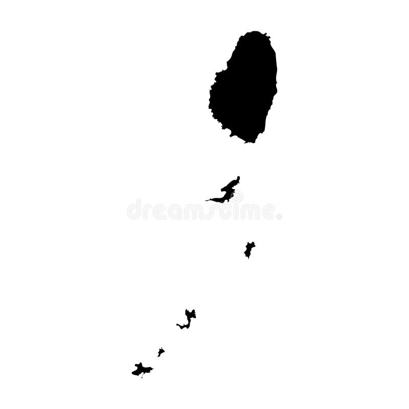 Saint Vincent and the Grenadines Vector Map Silhouette Stock Vector ...