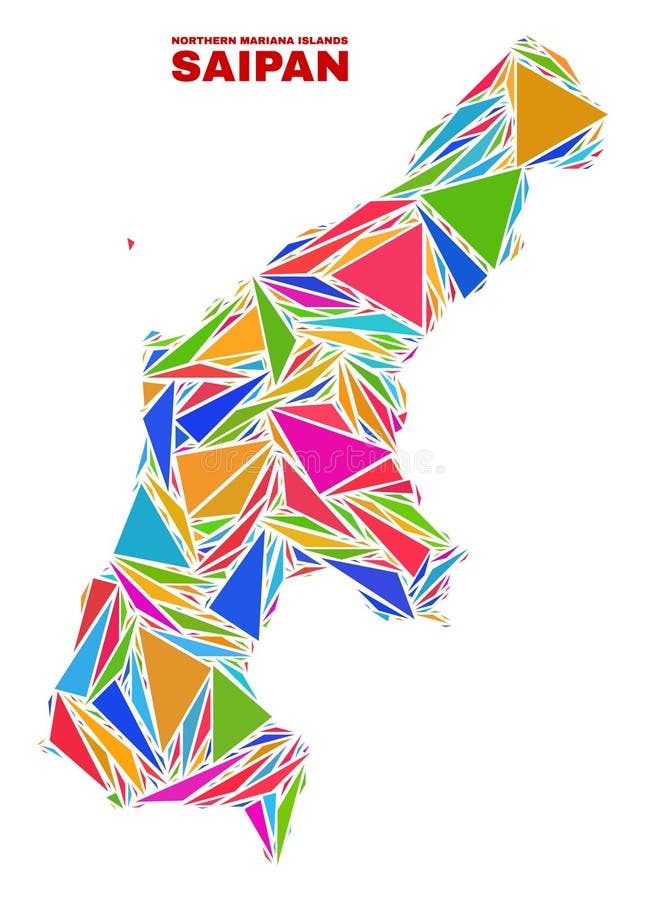 Saipan Island Map - Mosaic of Color Triangles Stock Vector ...