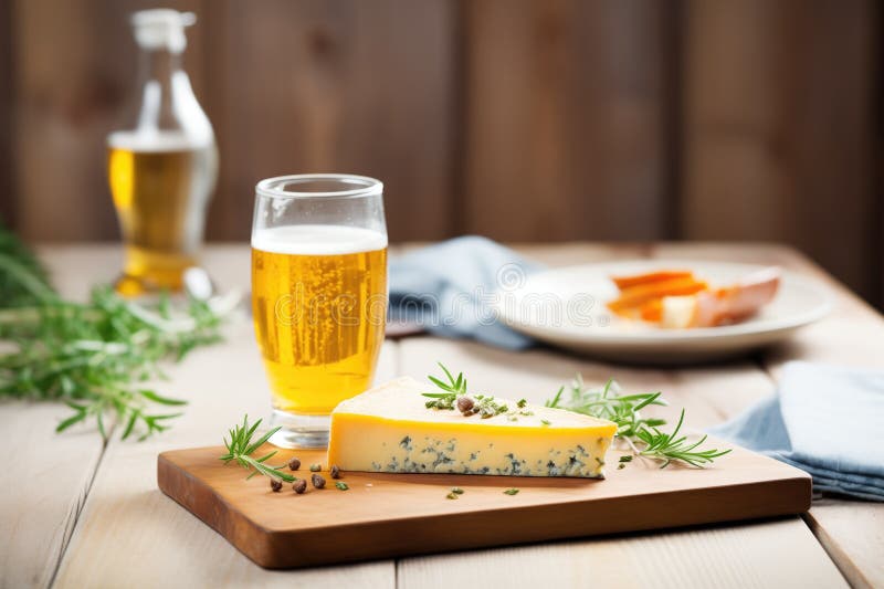 Saison Beer with Cheese Pairing on Rustic Board Stock Photo - Image of ...