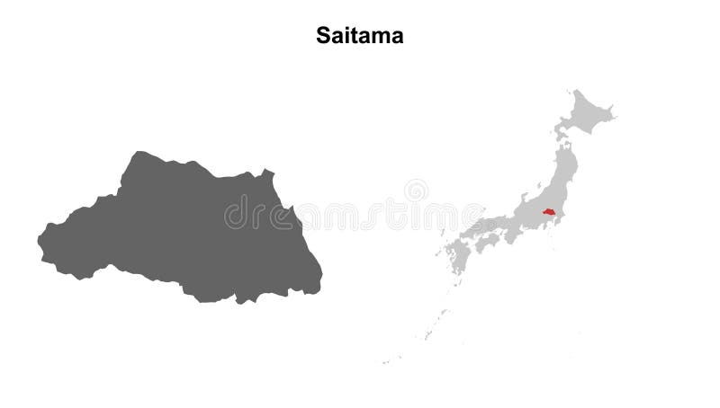 Saitama outline map stock vector. Illustration of template - 379000456