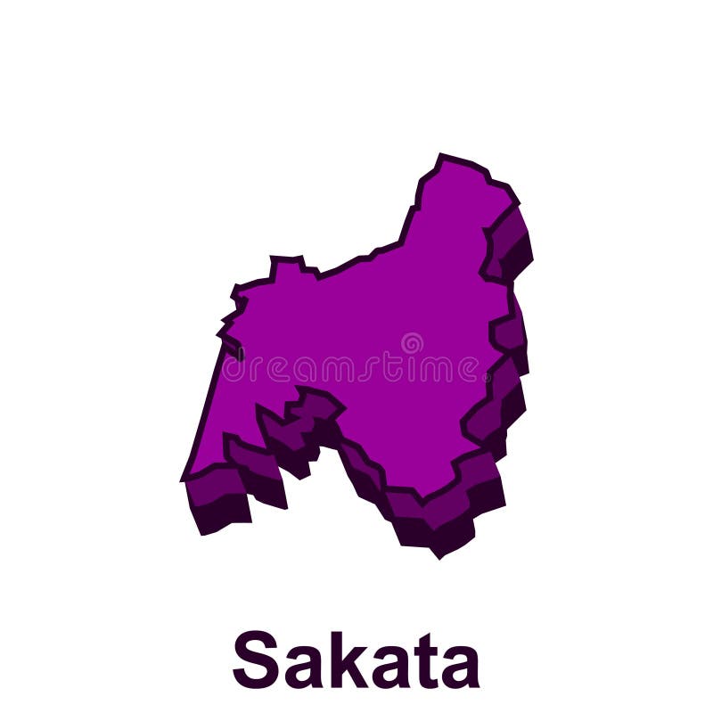 Sakata City High Detailed Vector Map of Japan Prefecture, Logotype ...