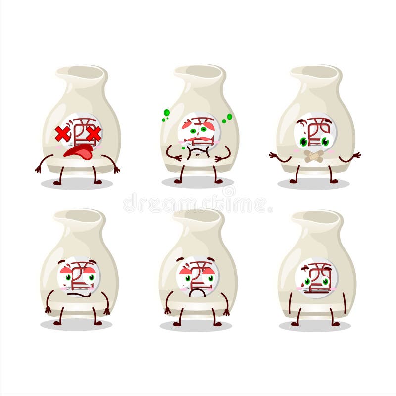 Sake Drink Cartoon Character with Nope Expression Stock Illustration ...