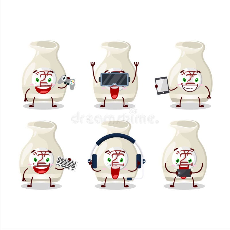 Sake Drink Cartoon Character are Playing Games with Various Cute ...