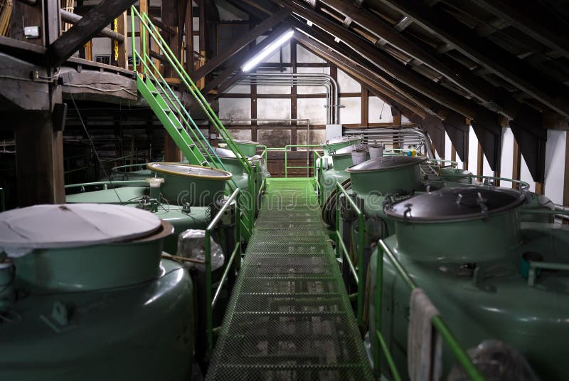 Big Enamel Sake Storage Tanks at Sake Brewery in Akita, Japan Stock ...