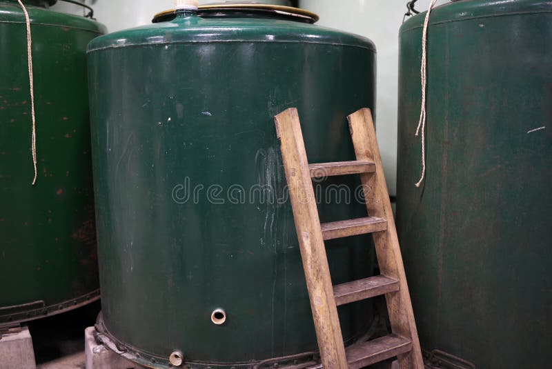 Sake Fermentation Tank Made of Iron Stock Photo - Image of green ...