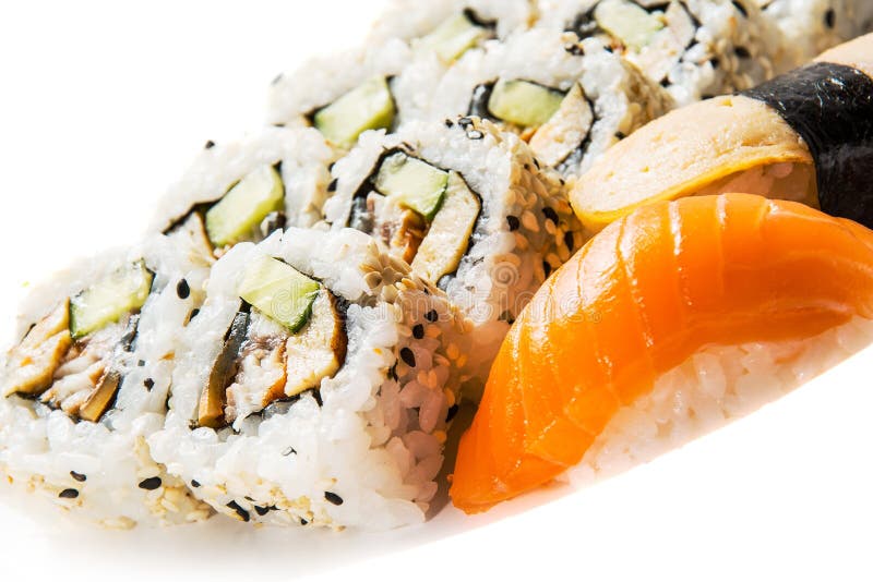 Sake maki stock photo. Image of exotic, nigiri, ginger - 43078570