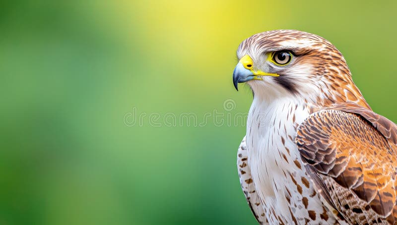 Saker Falcon Portrait with Blurred Green Background Stock Illustration ...