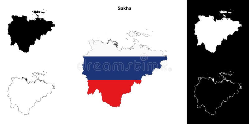 Sakha outline map stock vector. Illustration of shape - 334733893