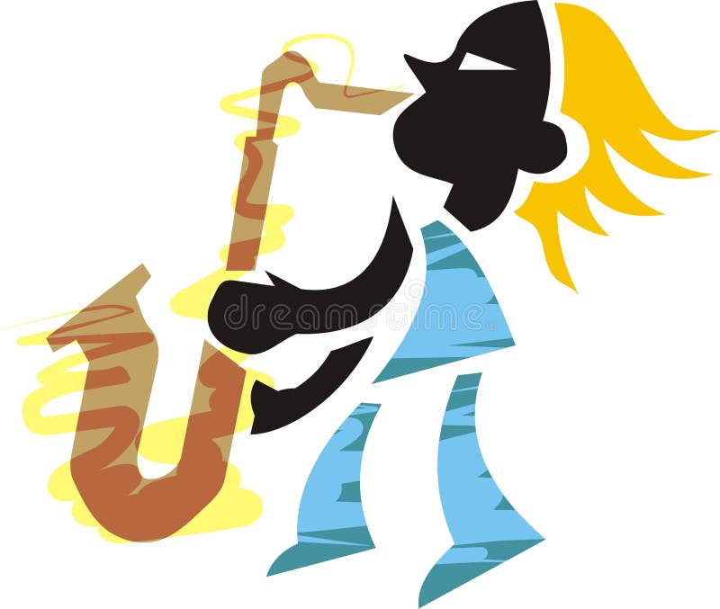 Saksofon człowieka ilustracja wektor. Ilustracja złożonej z skała - 1510735