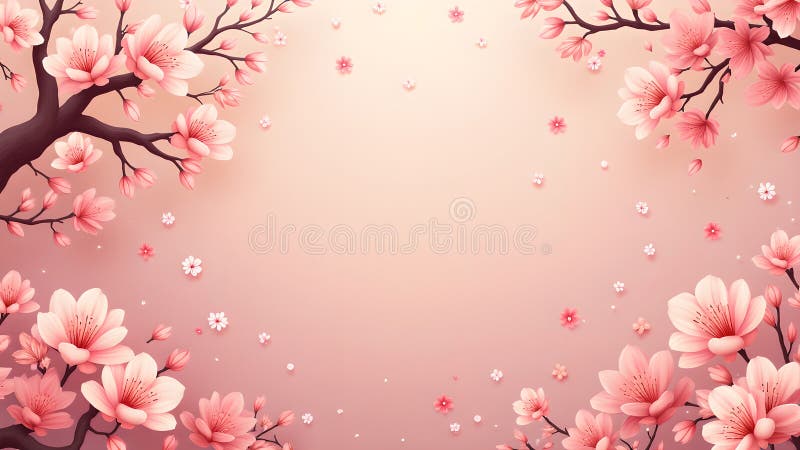 Sakura Blossom Background. Spring Floral Frame. Pink Cherry Blossom ...