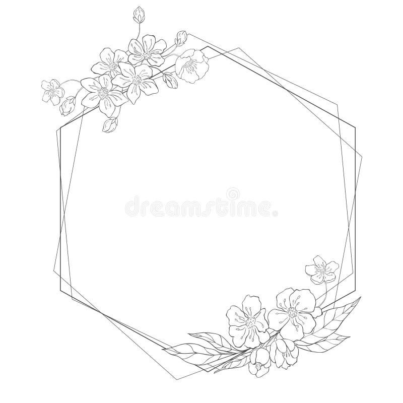 Sakura Blossom Border for Wedding. Stock Illustration - Illustration of ...