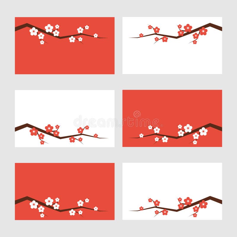 Sakura Blossom Greeting Cards Stock Vector - Illustration of sign, asia ...