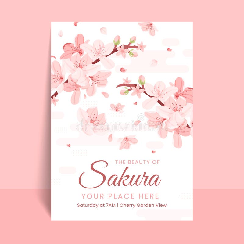 Sakura Blossom Poster in Flat Design Stock Illustration - Illustration ...