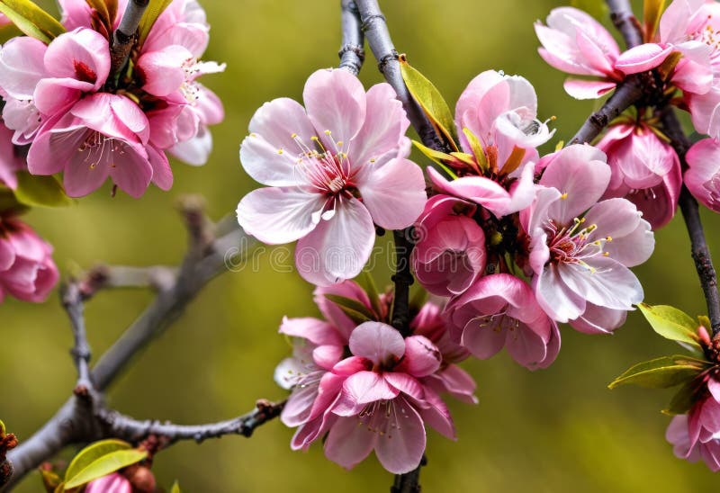 Sakura Branch in Springtime with Falling Petals and Blurred Transparent ...