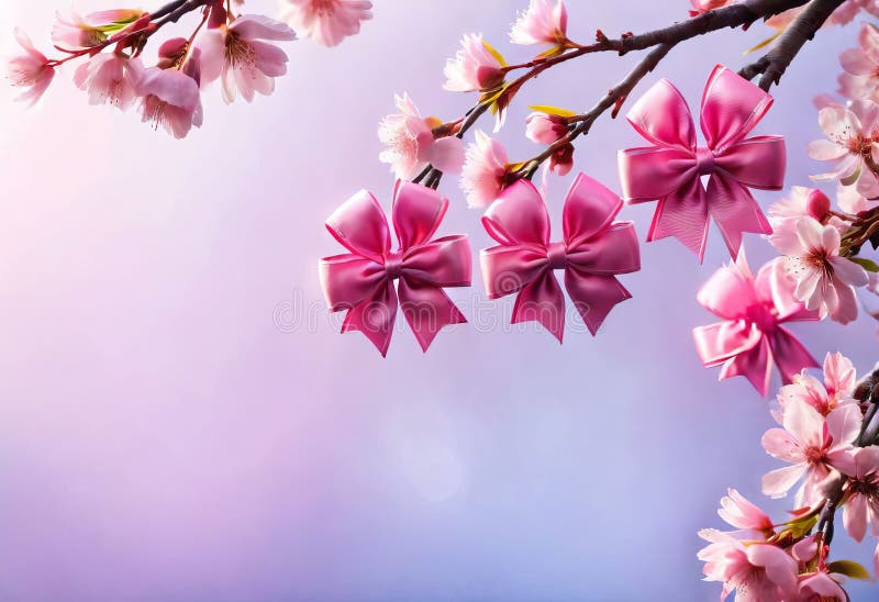 Sakura Branch in Springtime with Falling Petals and Blurred Transparent ...