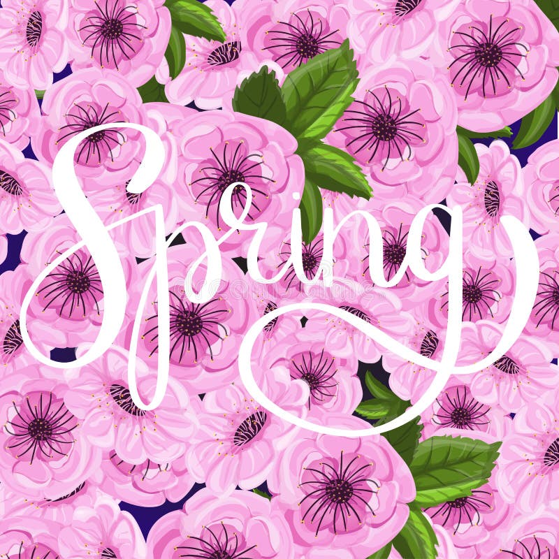 Sakura ink lettering stock vector. Illustration of collection - 111467190