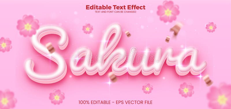Sakura Editable Text Effect in Modern Trend Style Stock Vector ...
