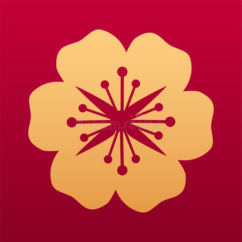 Sakura Flower Decorative Element. Chinese Traditional Floral Decorative ...