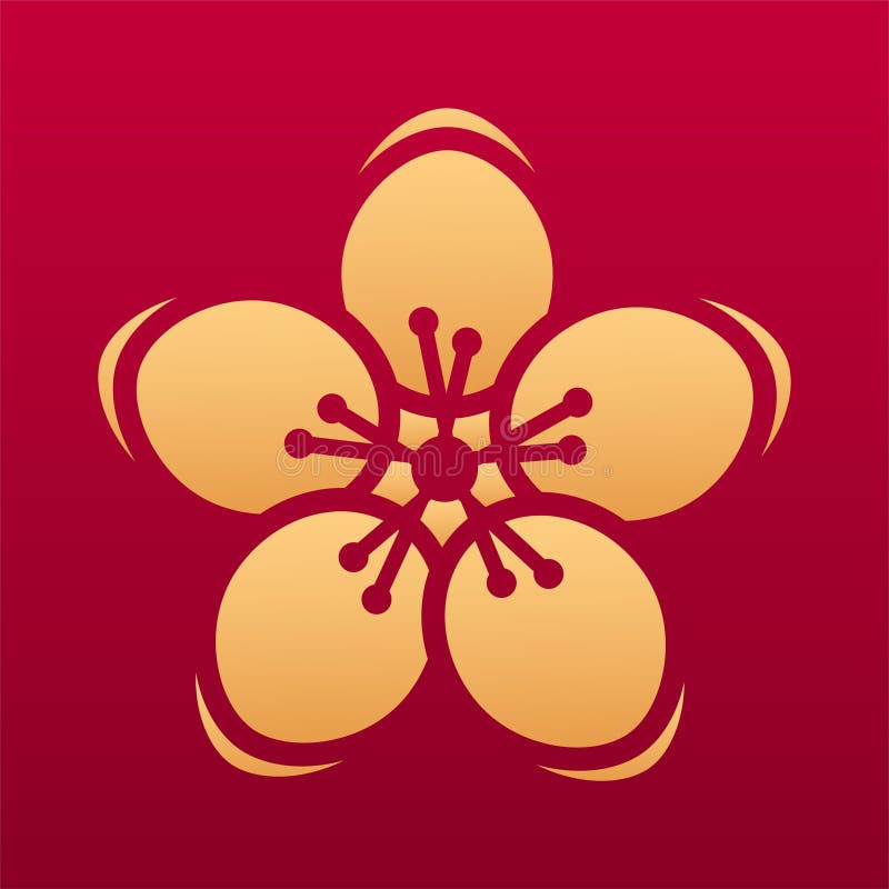 Sakura Flower Decorative Element. Chinese Traditional Floral Decorative ...