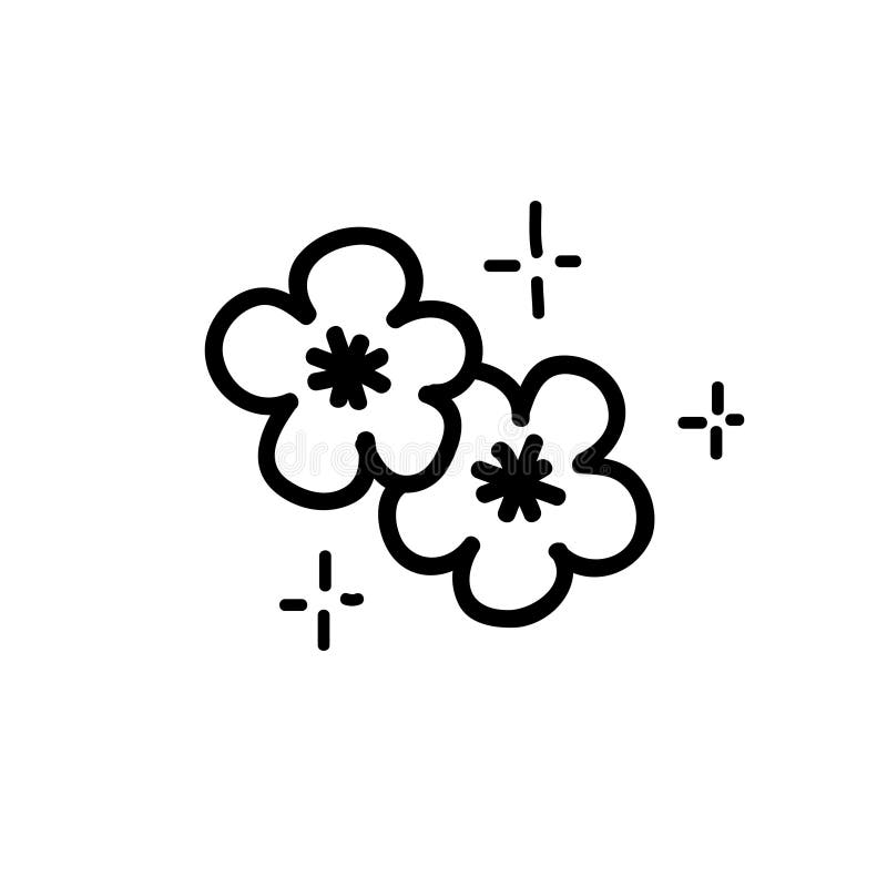 Sakura Flower Doodle Icon, Vector Illustration Stock Illustration ...