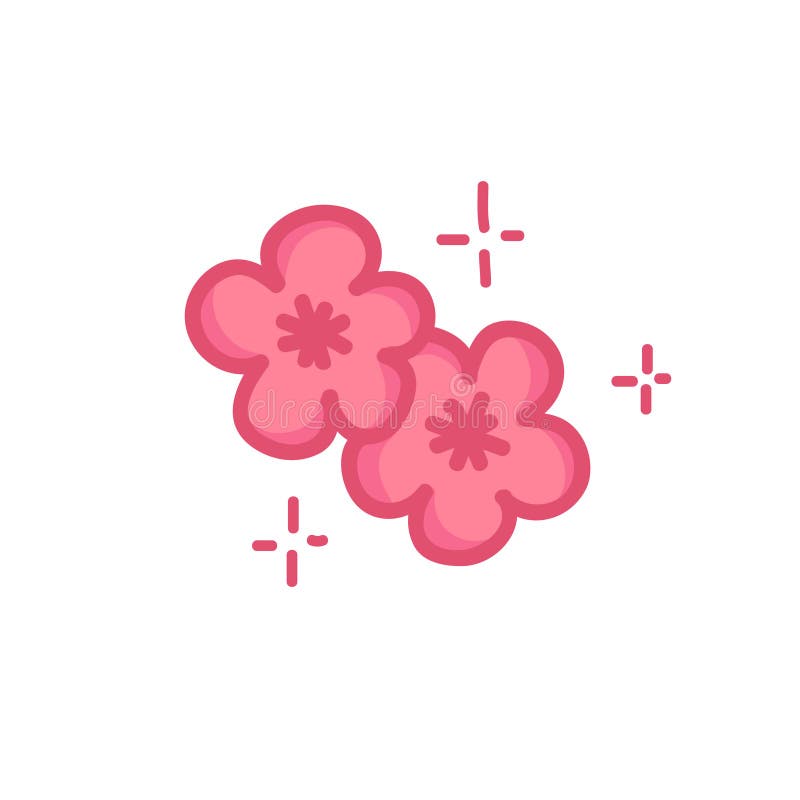 Sakura Flower Doodle Icon, Vector Illustration Stock Illustration ...