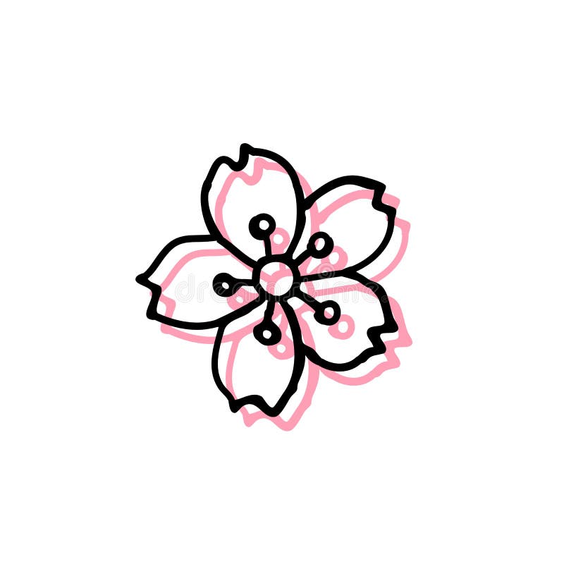 Sakura flower doodle icon stock illustration. Illustration of logo ...