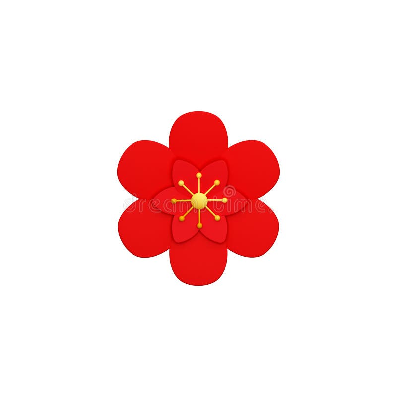 Sakura Flower Element in Red and Golden Stock Illustration ...