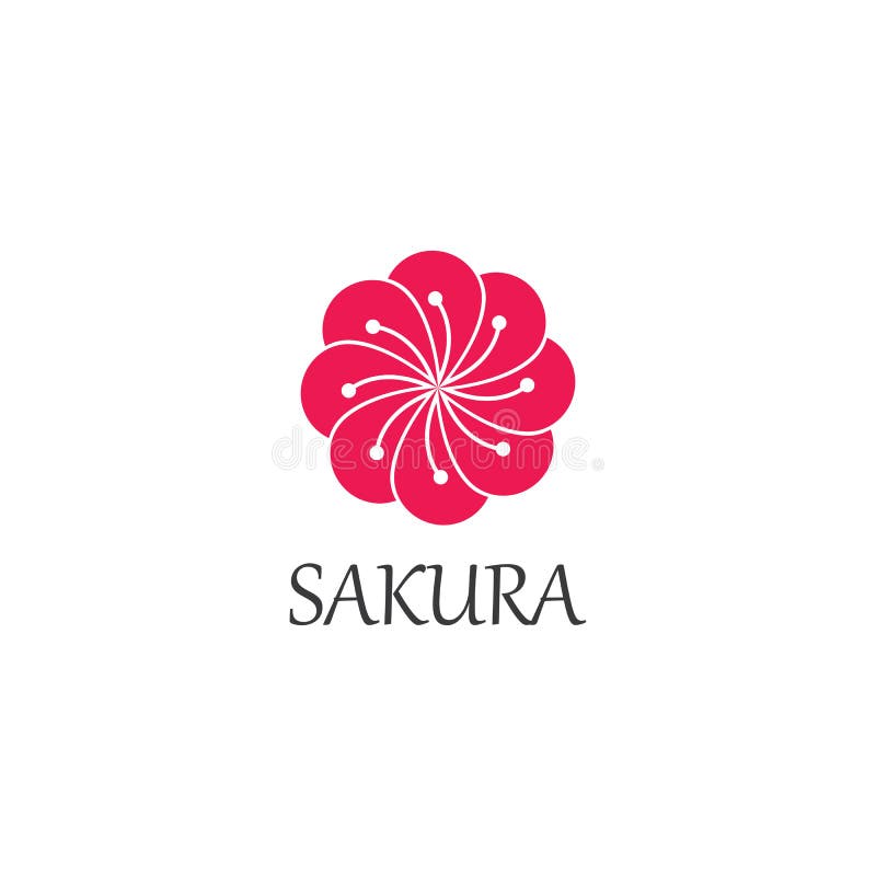 Sakura Flower Icon Logo Design Template. Stock Vector - Illustration of ...