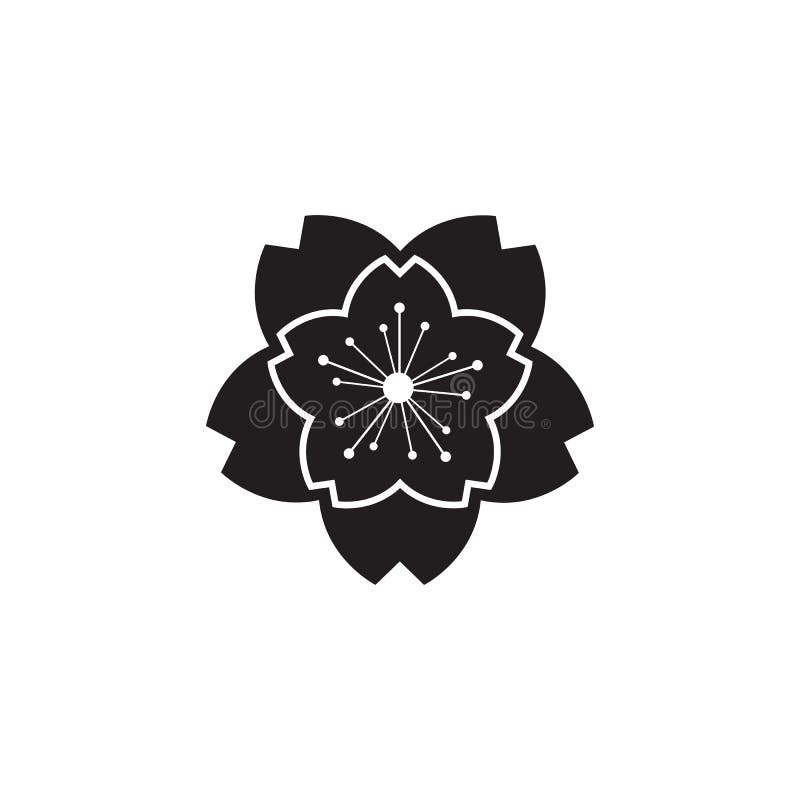 Sakura Flower Icon Logo Vector Stock Vector - Illustration of white ...