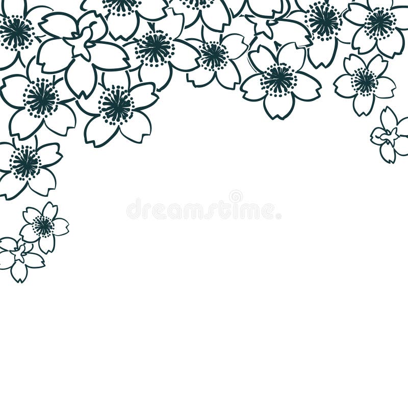 Sakura Flower Japanese Chinese Design Vector Card Stock Illustration ...