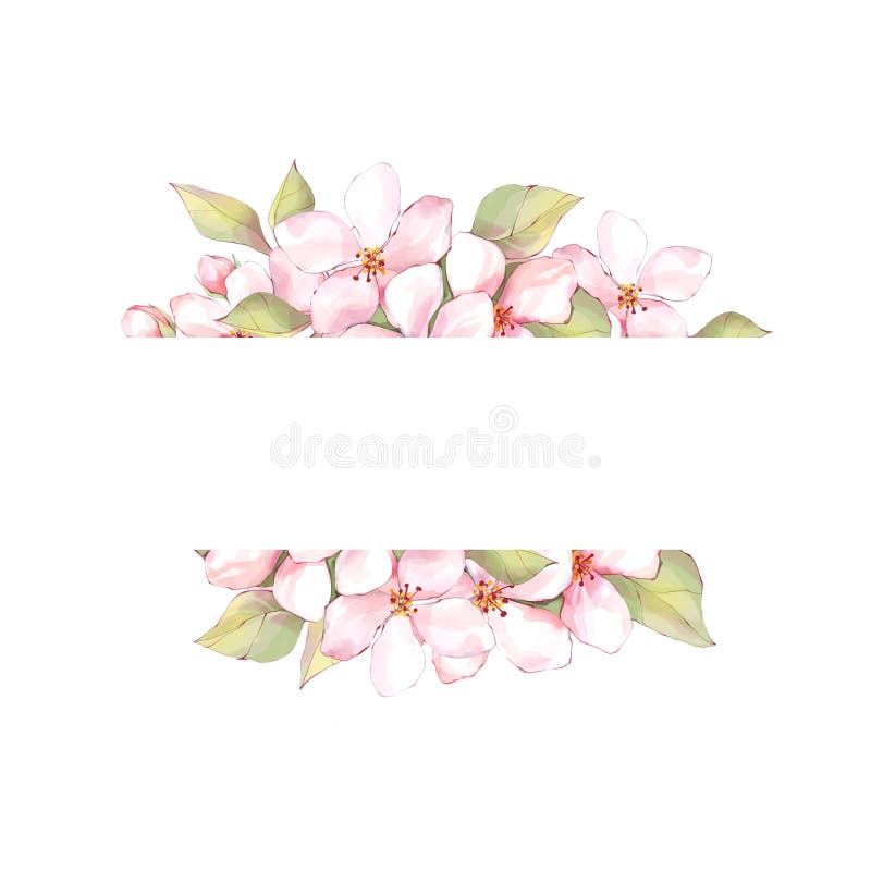 Spring Floral Border. Blue Flowers Frame Stock Illustration ...