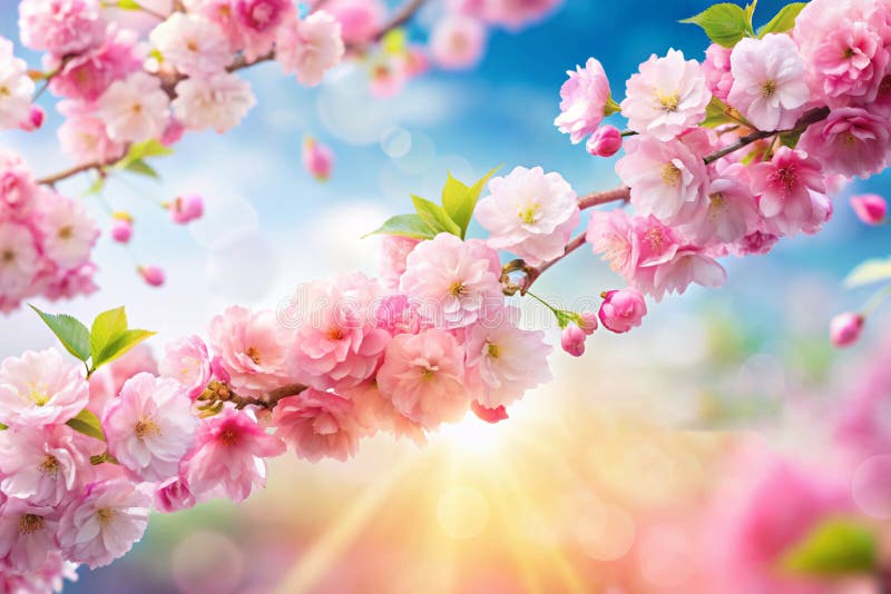 Sakura Flowers on Sunny Background for Spring Banner Design Stock ...