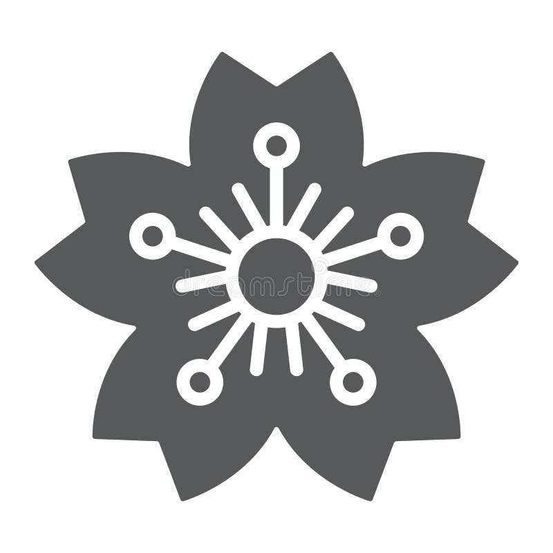 Sakura Glyph Icon, Japan And Flower, Cherry Blossom Sign, Vector ...