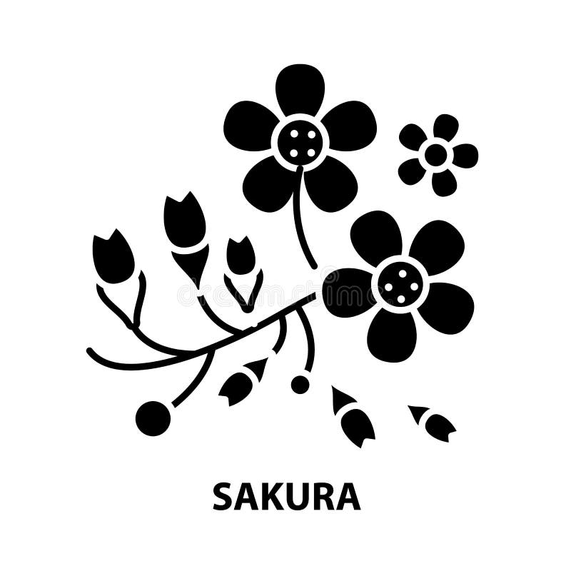 Sakura Icon, Black Vector Sign with Editable Strokes, Concept ...