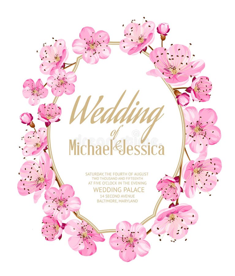 Sakura invitation stock vector. Illustration of background - 53730911