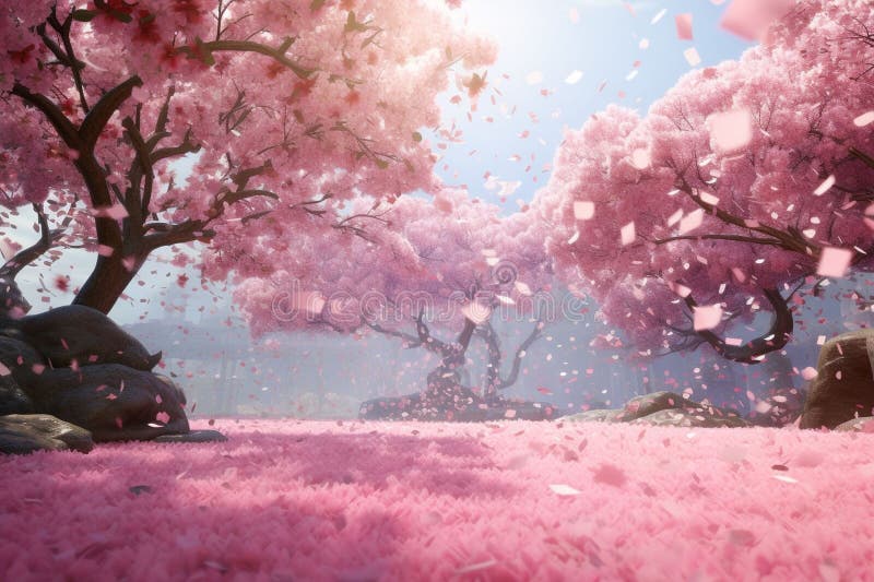 Sakura Strength Cherry Blossoms Falling To Shape Stock Illustration ...