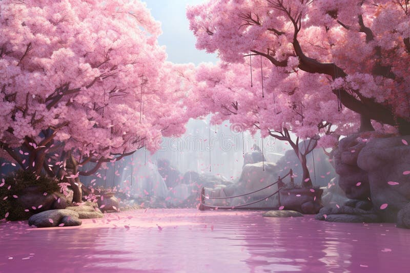 Sakura Strength Cherry Blossoms Falling To Shape Stock Illustration ...