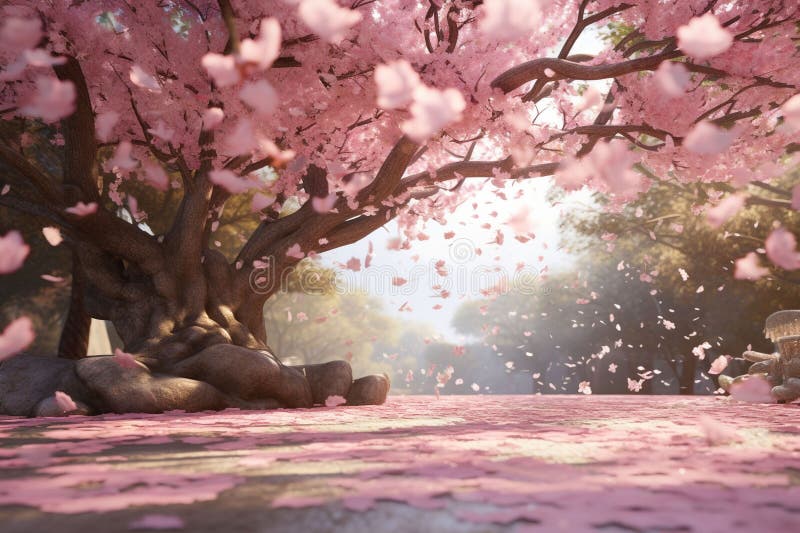 Sakura Strength Cherry Blossoms Falling To Shape Stock Illustration - Illustration of beauty ...